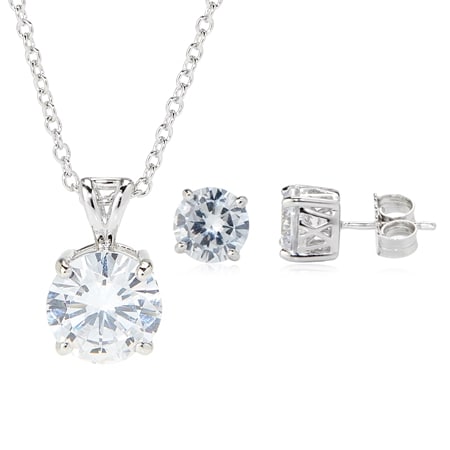TVSN - Charles Winston Diamonesque 6ct Set of Stud Earrings & Pendant ...