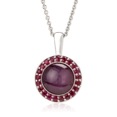 TVSN - 6.4ct Star Ruby Pendant with Chain 50cm SS Rhodium Pl.