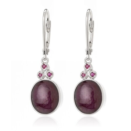 TVSN - 9.1ct Star Ruby Earrings Rhodium Plated Sterling Silver