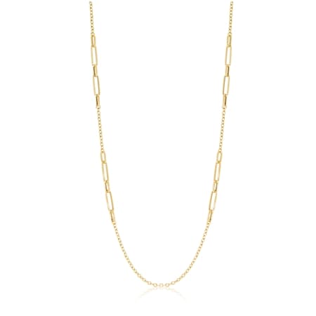 TVSN - 9ct Yellow Gold Open Link Station Necklace 70cm