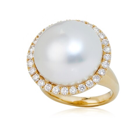 TVSN - Matahina 17-18mm Australian White SS Pearl & Diamond 18ct YG
