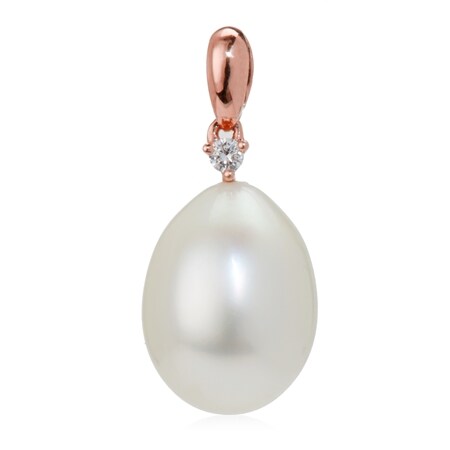 TVSN - Matahina12-13mm Australian Pink/White SS Pearl & Diamond Pendant ...