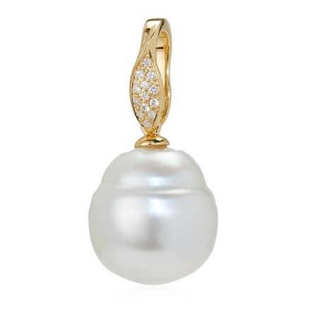 TVSN - Matahina 14-15mm Australian White SS Pearl & Diamond Pendant ...