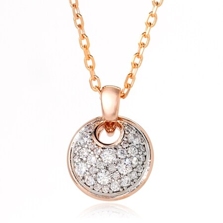 TVSN - Bronzallure Mixed Pave Round Pendant 18k RGP 46cm Chain