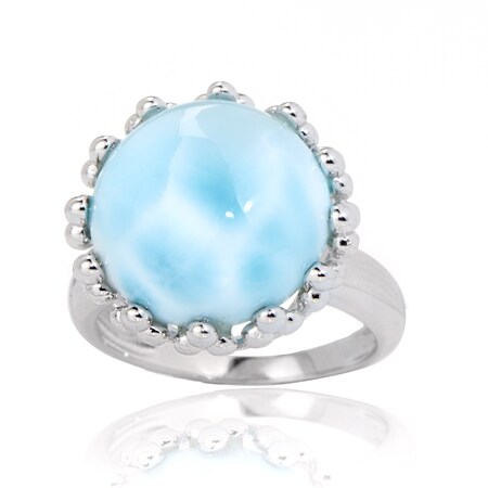 TVSN - NY Gems 16ct Larimar Solitare Ring RP Sterling Silver