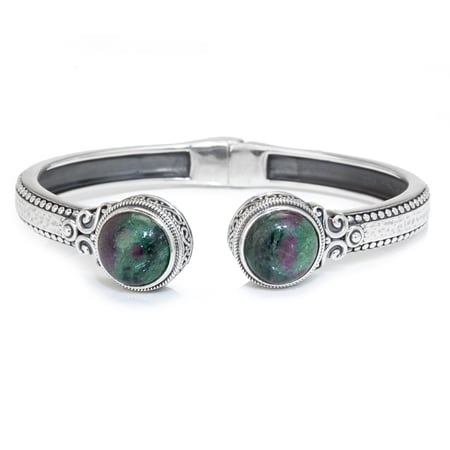 TVSN - Sandra Singh 14ct Ruby Zoisite Bangle Sterling Silver