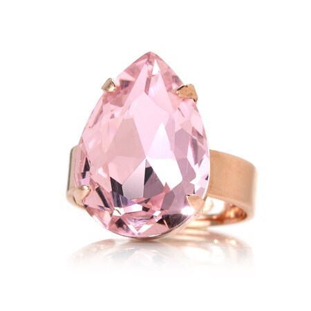 TVSN - Mariana Light Rose & Swarowski Crystal Adjustable Ring 18ct RGP