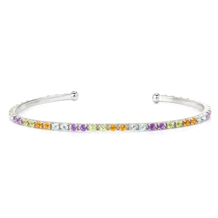 1.96ct Rainbow Gems Torque Gemstone Bangle Sterling Silver 60x45mm - TVSN