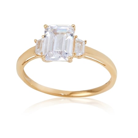 TVSN - Diamonesque 1.82ct tw Emerald Cut Ring 9ct Yellow Gold