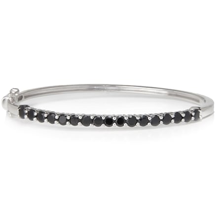 3.55ct Black Spinel Bangle Sterling Silver - TVSN