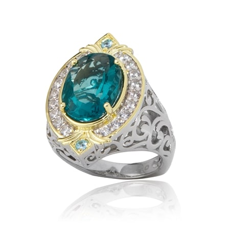 TVSN - Dallas Prince 7.9ct Teal Palace Fluorite Ring Sterling Silver