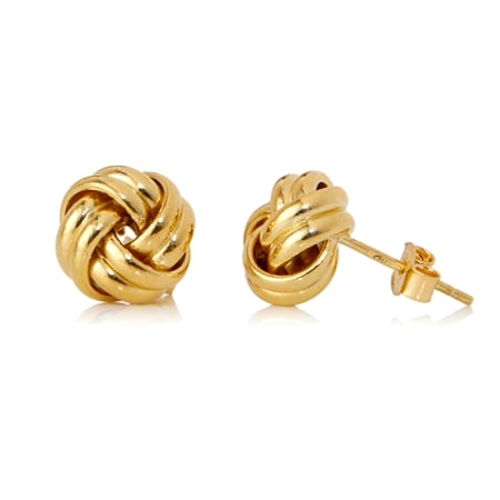 18ct Yellow Gold 8.5mm Double-Knot Stud Earrings - TVSN