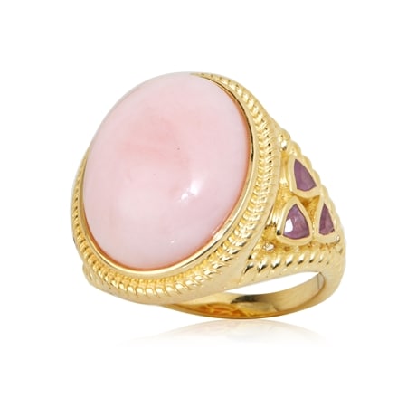 TVSN - Hilary Joy Couture 13.7ct Pink Opal & Pink Sapphire Ring ...