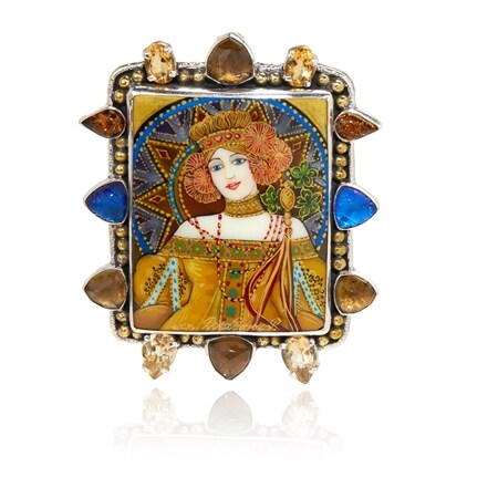 TVSN - Amy Kahn Russell OAK Painted Lady Pin Pendant Sterling Silver