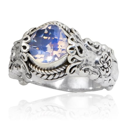 TVSN - Sarda Lavender Moon Quartz Frangipani Ring Sterling Silver