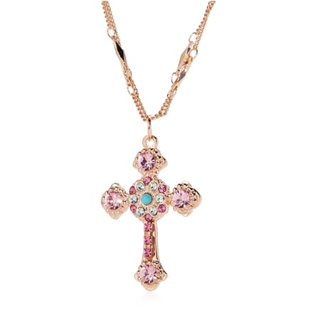 Mariana Let the Sunshine In Drop Cross Pendant 18ct RGP 39cm - TVSN