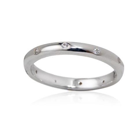 Diamonesque 0.15ct tw Scattered Round Swiss Set Band Ring Sterling ...