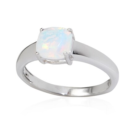 TVSN - 0.76ct Ethiopian Opal Cushion Ring Sterling Silver