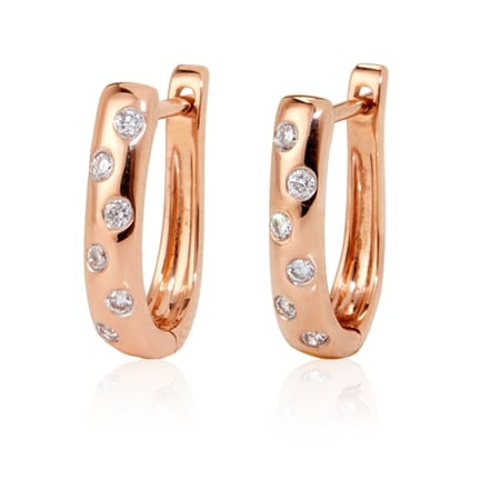 0.15ct Natural Diamond Swiss Set Huggie Earrings 9ct Rose Gold - TVSN