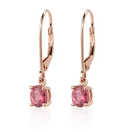Gem Hunter 0.85ct Pink Tourmaline Oval Leverback Earrings 9ct RG - TVSN