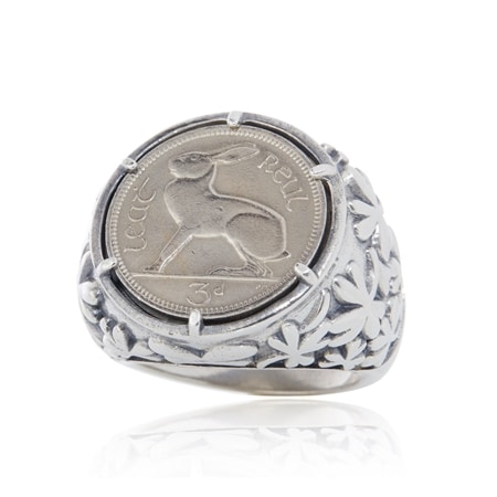 TVSN - Connemara Marble Thrupenny Coin Ring Sterling Silver