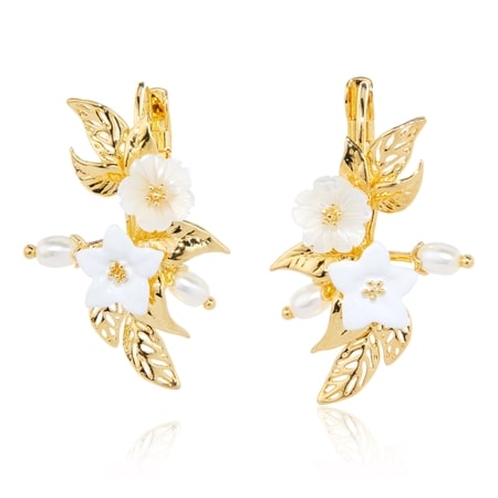 Les Nereides White Floral Earrings - TVSN