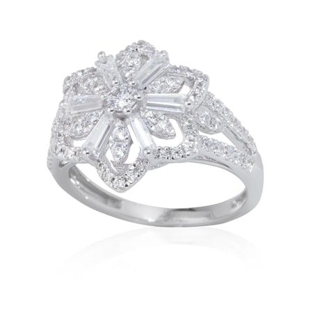 1.00ct Natural Diamond Snowflake Ring 9ct White Gold - TVSN