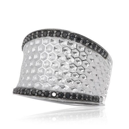 0.4ct Black Spinel Statement Ring Sterling Silver - TVSN