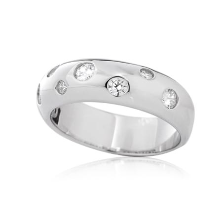 Diamonesque 0.49ct tw Swiss Set Band Ring Sterling Silver - TVSN