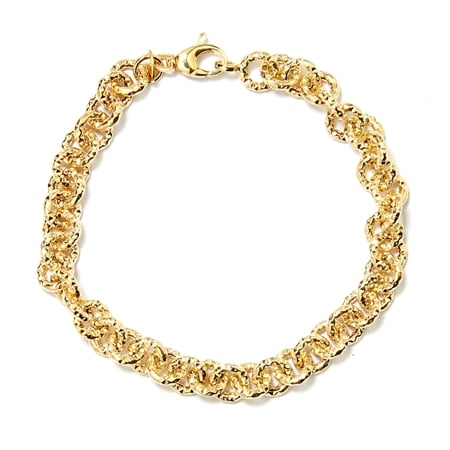 9ct Yellow Gold Italian Luxe Rolo Link Bracelet 20cm - TVSN