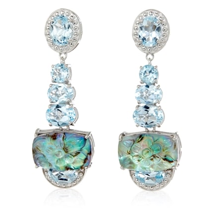 Dallas Prince Gemstone & Abalone Doublet Drop Earrings Sterling Silver ...