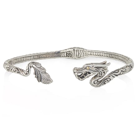 Samuel B Dragon Hinged Bangle Sterling Silver - TVSN