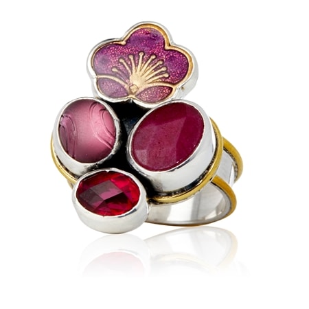 TVSN - Amy Kahn Russell Pink Quartz Flower Ring Sterling Silver