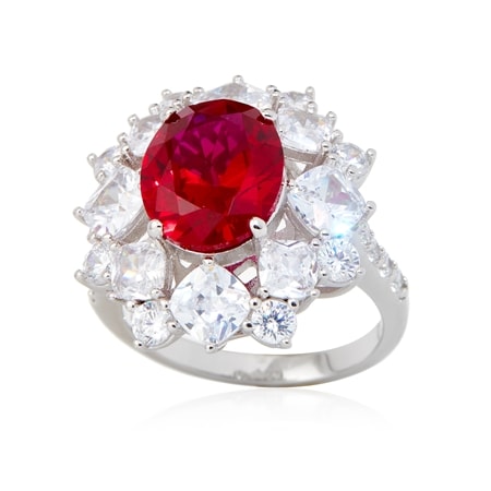 Charles Winston Diamonesque 10.3ct tw Sim. Ruby Ring Sterling Silver - TVSN