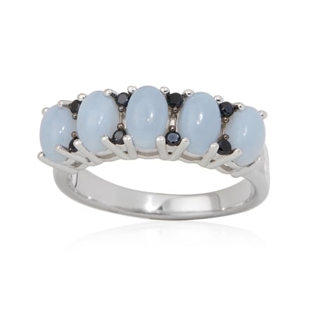 1.9ct Peruvian Blue Opal 5-Stone Ring Sterling Silver - TVSN