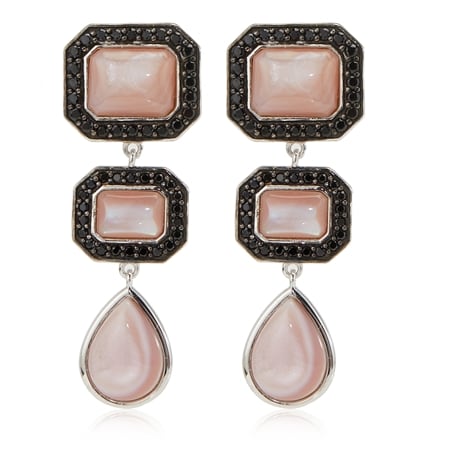 Dallas Prince Pink MOP & Black Spinel Earrings Sterling Silver - TVSN