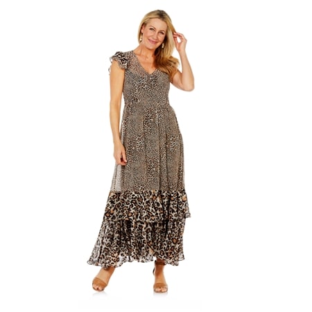 TVSN - Gabby Isabella Leopard Print Ruffle Dress