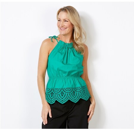 TVSN - H Halston Drawstring Ruched Neck Halter Top