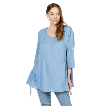 TVSN - Clarity Drawstring Side Linen Blend Tunic
