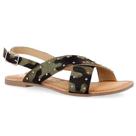 TVSN - Gioseppo Alerce Leather Crossover Strap Slingback Flat Sandal