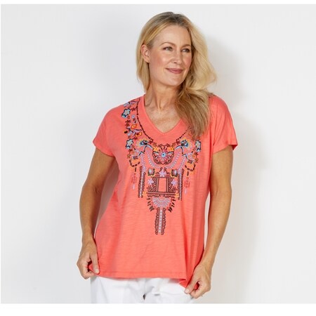 TVSN - Leisurelee Cap Sleeve Aztec Tee