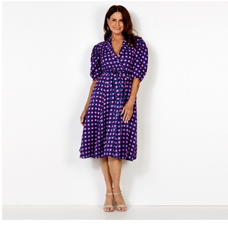 TVSN - Closet London Polka Dot Print Collar & Revere Dress