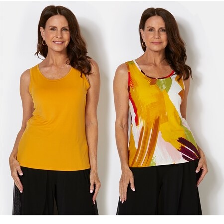 TVSN - Antthony Mark Double Dip 2 Piece Print and Plain Tank Tops