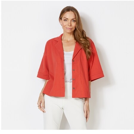 TVSN - Cordelia St Button-up Collared Elbow Sleeve Top