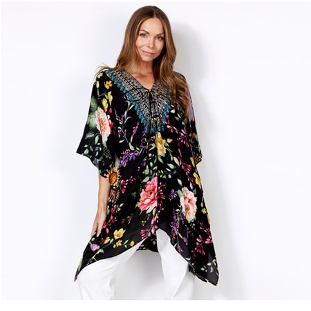 Silk Islands Tuscan Twilight Short Length Drawstring Kaftan - TVSN
