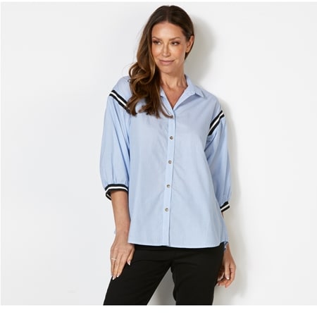 TVSN - Marco Polo Stripe Trim Top