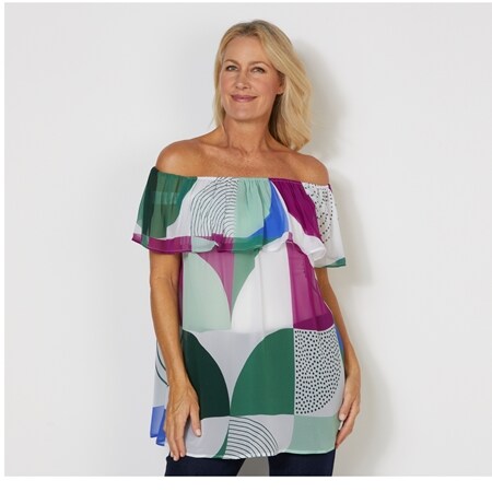 TVSN - Kelly's Kloset Sleeveless Short Length Over Frill Gathered Top