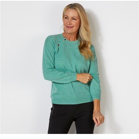 TVSN - Cashmasoft Cashmere Button Detail Crew Neck Sweater