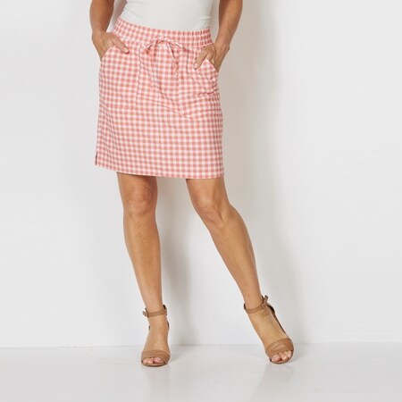 TVSN - Nina Leonard Elastic Waist Drawstring Skort w/ Side Slits & Pockets