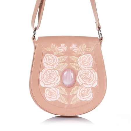TVSN - Jodi Lee Charm Rose Leather Bag